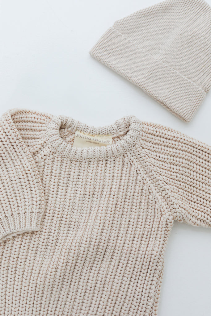 Bonet bonet - Powder pink chunky cotton knit – mamapapa